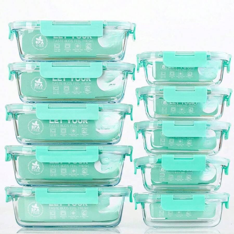 [10-Pack] Glass Food Storage Containers With Lids, Airtight, Meal Prep ...