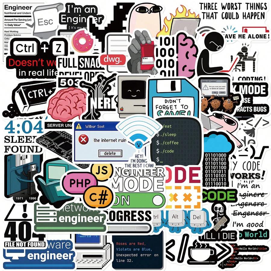 50pcs/Set Vintage Personalized Programmer MEME Series Stickers ...