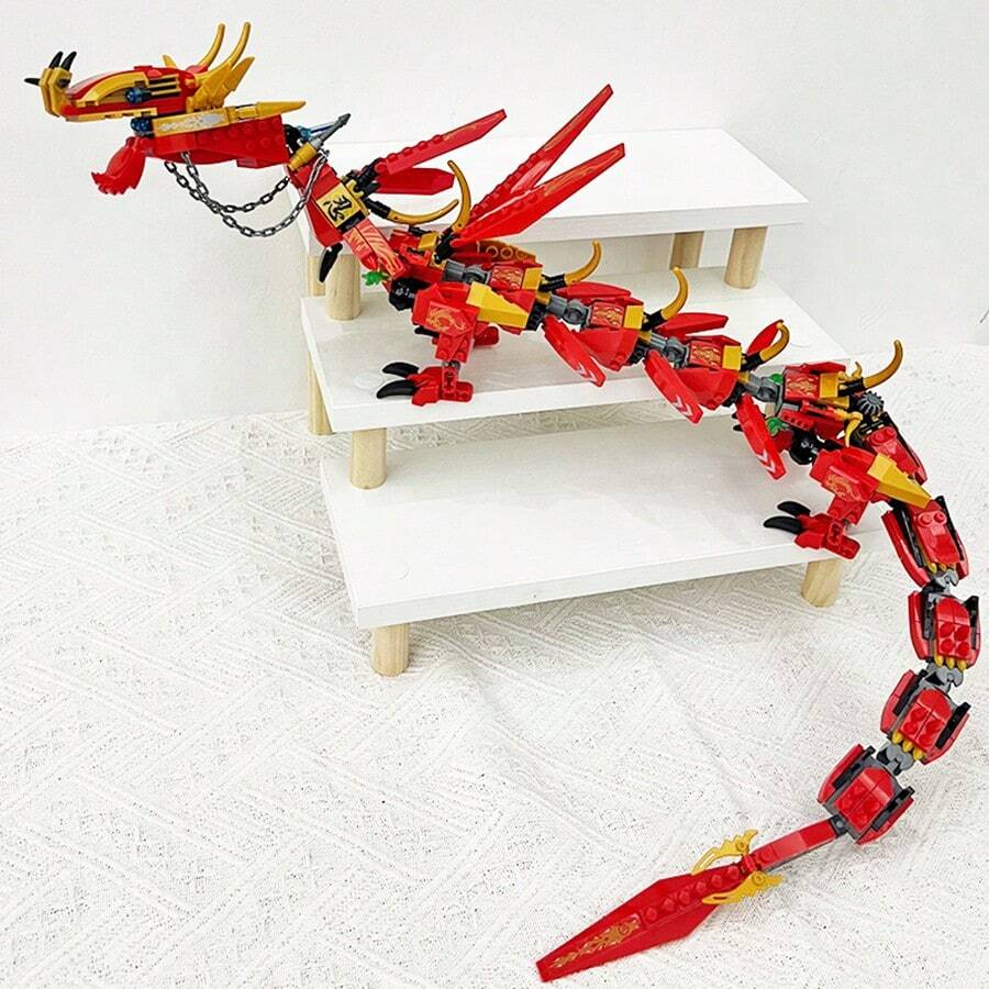 520pcs+ Long Dragon Building Blocks Toy, Transforming Robot Sculpture ...