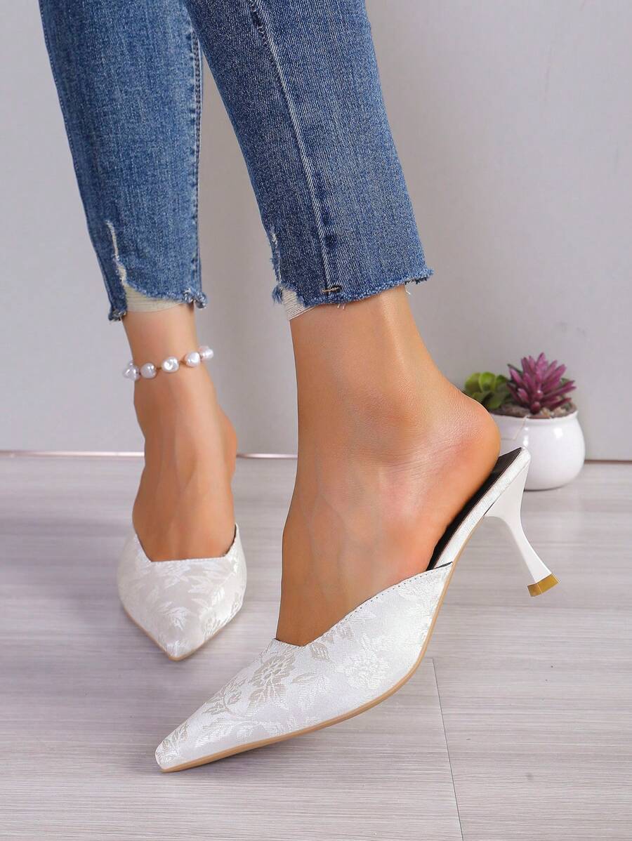 New 2024 Women's Pointed Toe High Heeled Mules, Trendy Chinese Style ...