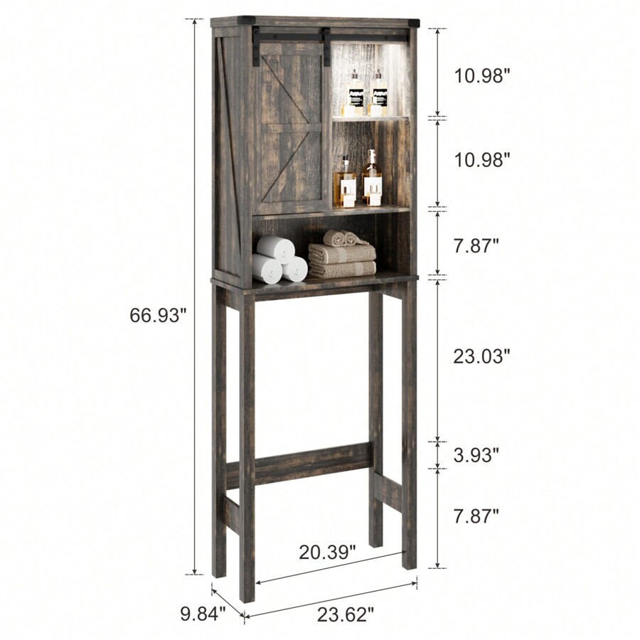 Over The Toilet Storage Cabinet With Sliding Barn Door, Farmhouse ...