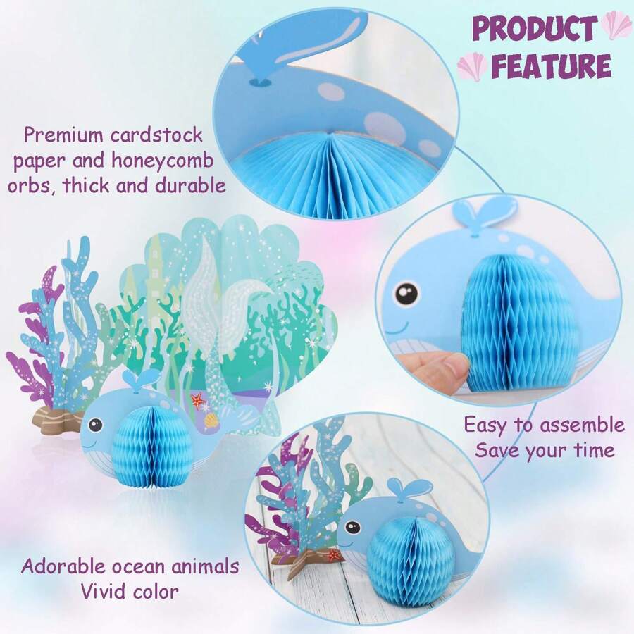 8pcs, Ocean Sea Animal Honeycomb Centerpiece Under The Sea Table ...