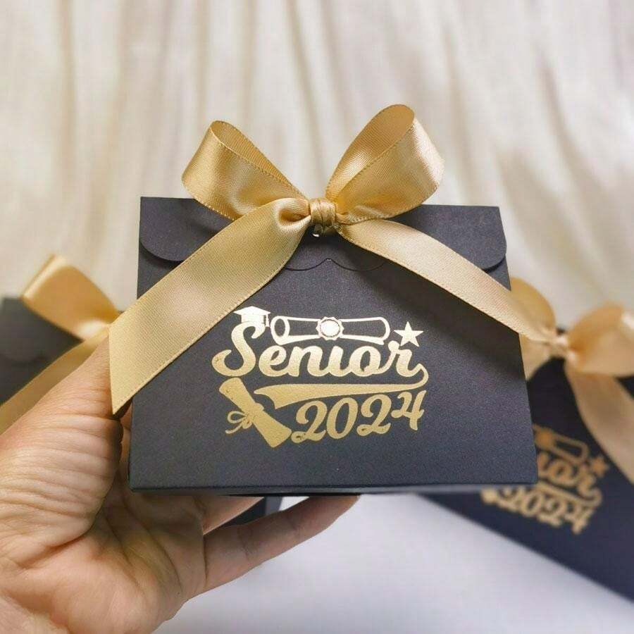 10pcs Black Bachelor Hat Cap Candy Box For Graduation Cookie Gift ...