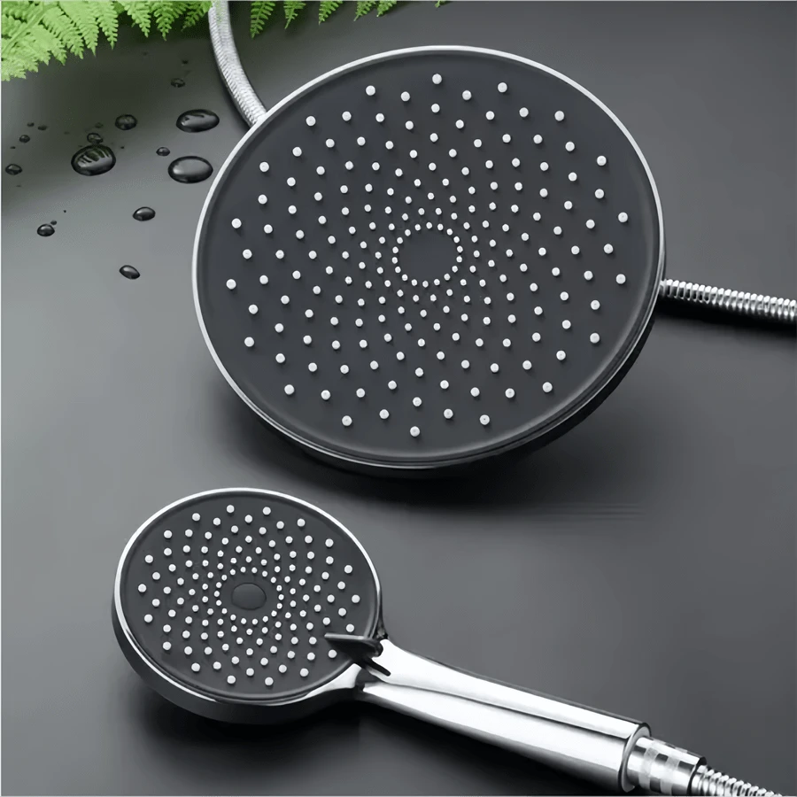 Single Pressure Boosted Large Panel Black Shower Head Set For Bathroom ...
