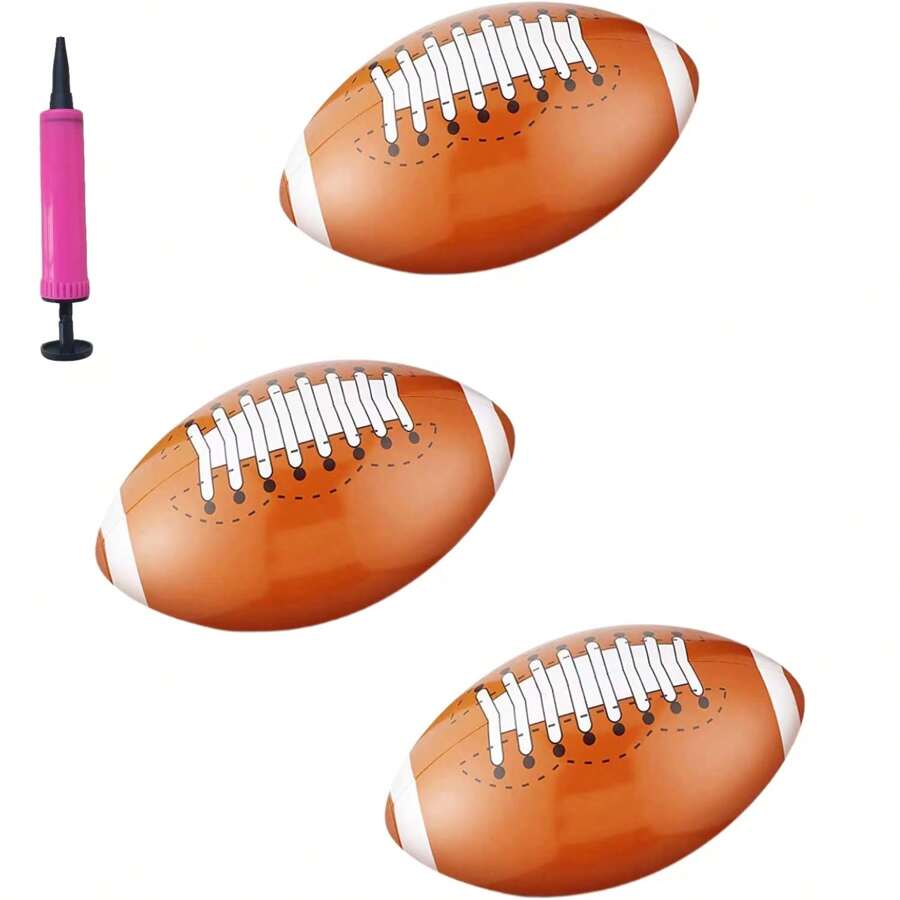 3pcs 16 Inch Inflatable Rugby PVC With 1pc Pump Color Random, Outdoor ...
