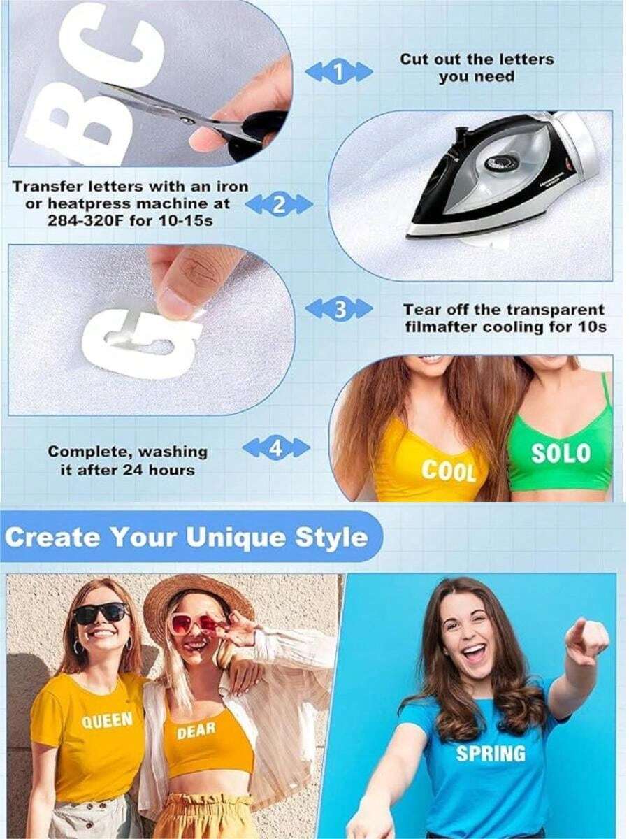 2 Inch Iron On Letters And Numbers For Clothing, 5 Sheets 215 Pieces ...