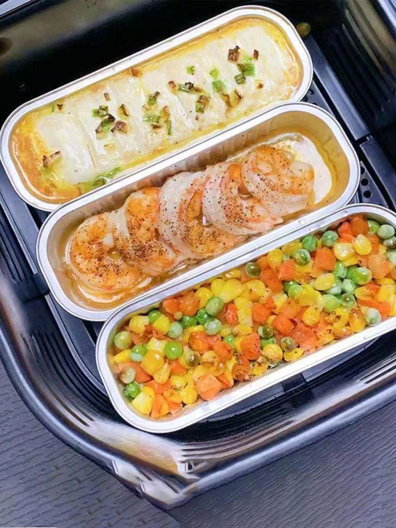 10pcs Oblong Tin Foil Boxes With Lid, Disposable Aluminum Foil ...