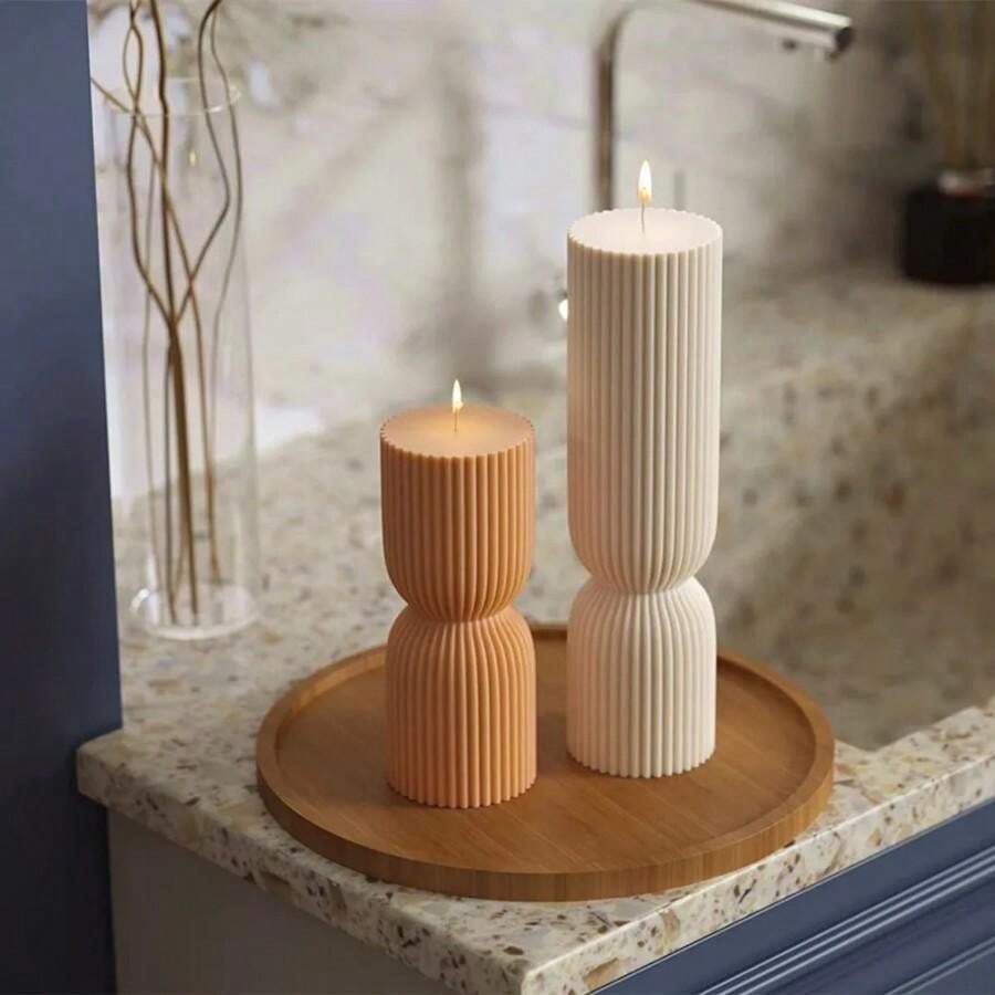 Stampo per candele a colonne geometriche a righe, stampo in resina per ...
