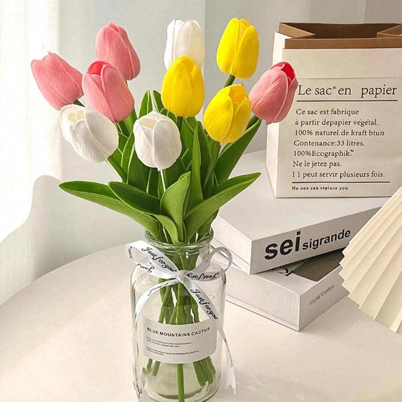 5pcs Orange Artificial Tulip Prop Decoration, Suitable For Video Shooting, Home Decoration ...