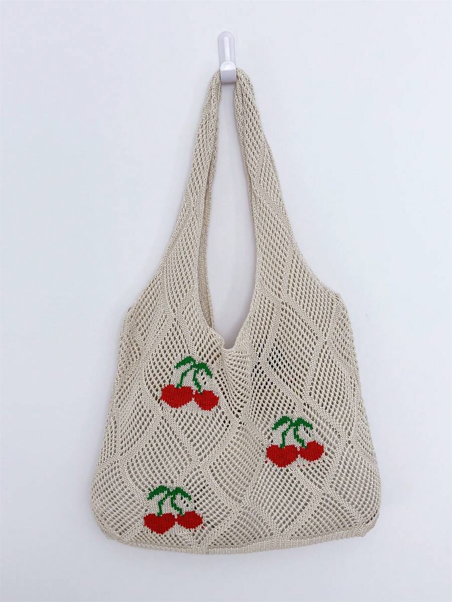 Crochet Bags For Women Crochet Tote Bag Cherry Pattern Crochet Beach ...