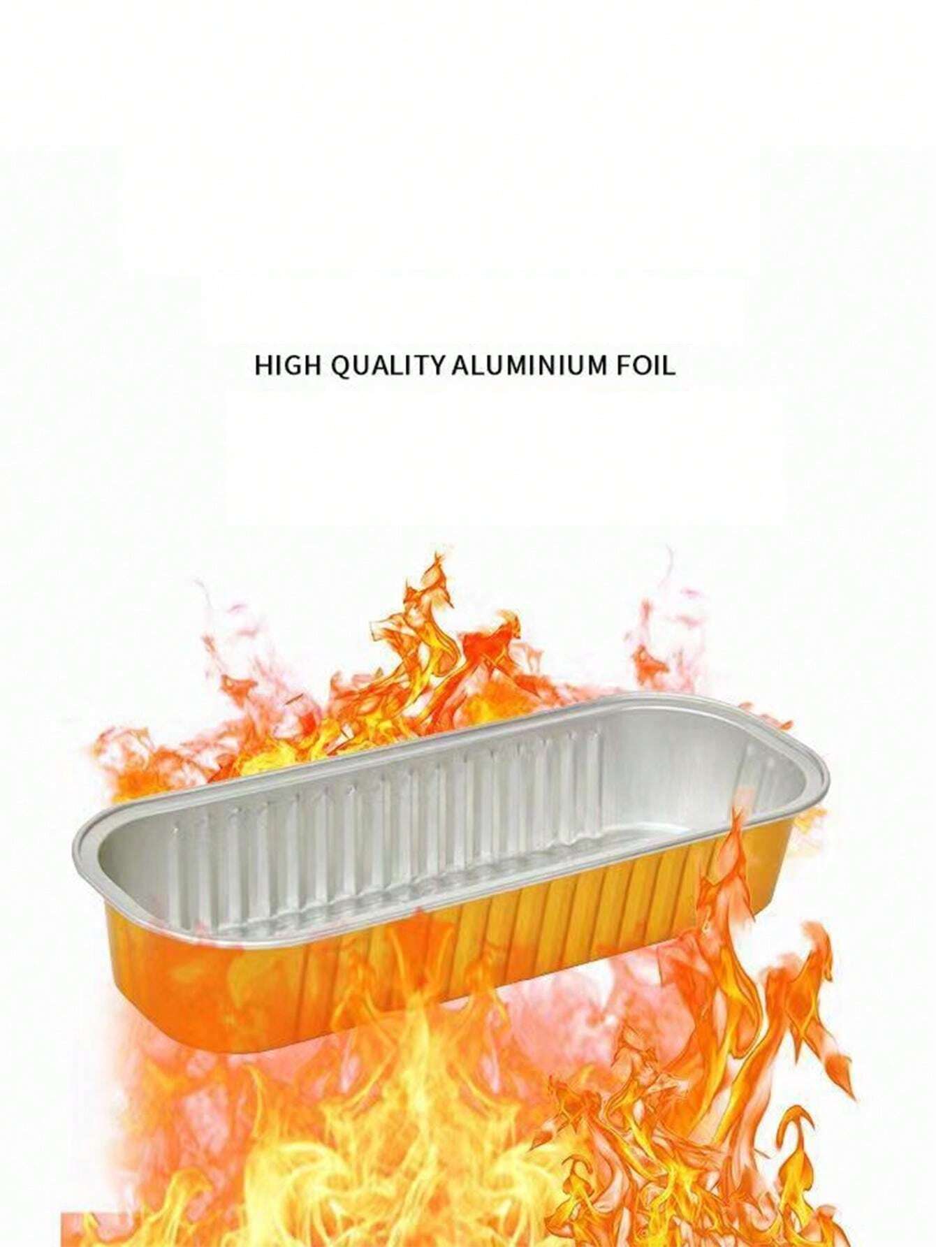 10pcs Oblong Tin Foil Boxes With Lid, Disposable Aluminum Foil ...