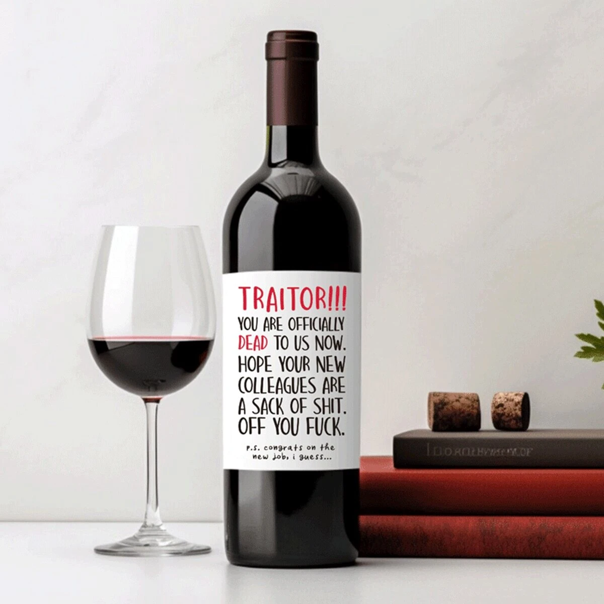 2pcs Funny Wine Label For Colleagues, Traitor Leaving Wine Label, Rude ...
