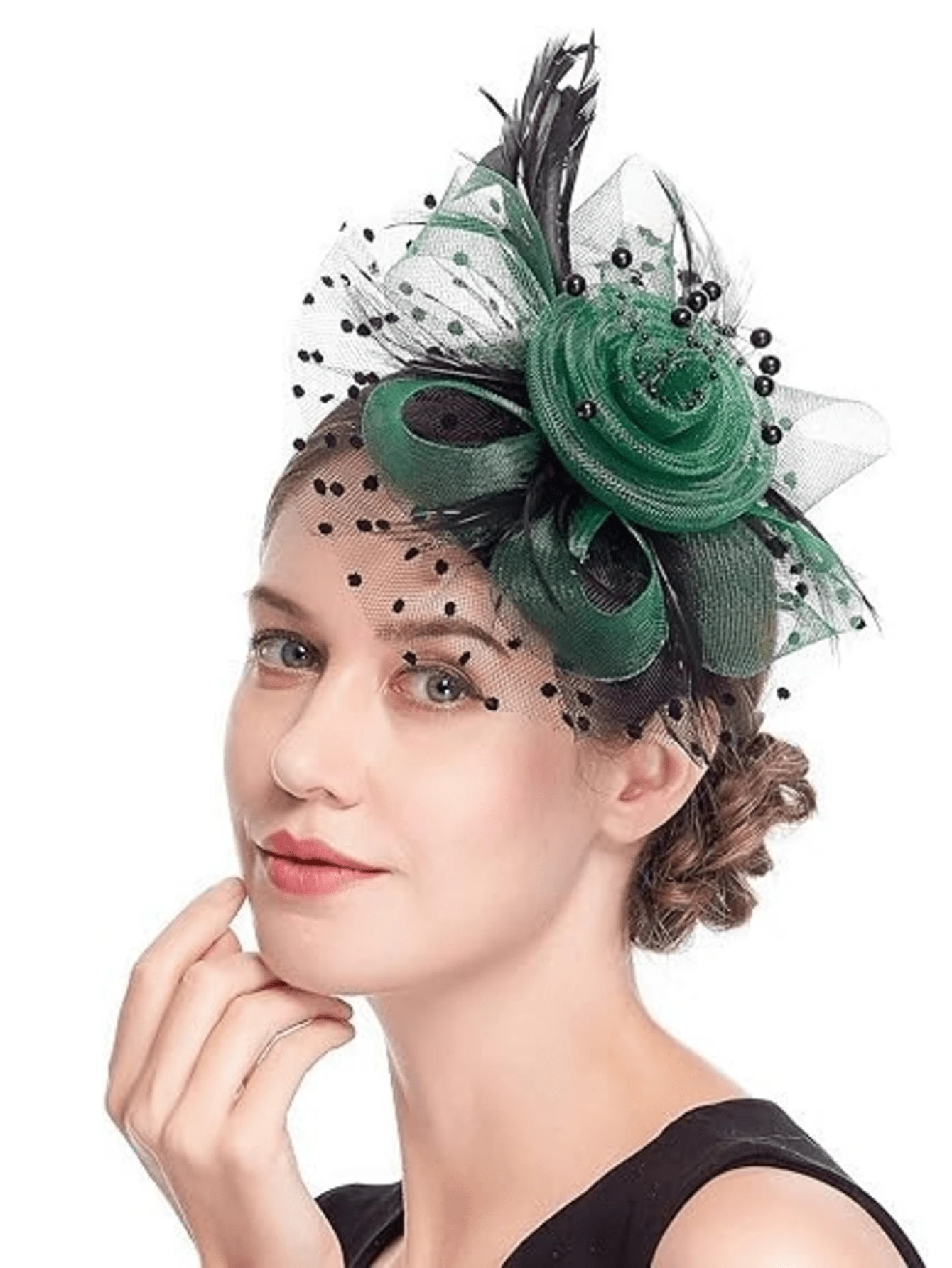 1 Peça em preto e verde, Fascinators Kentucky Derby para mulheres ...