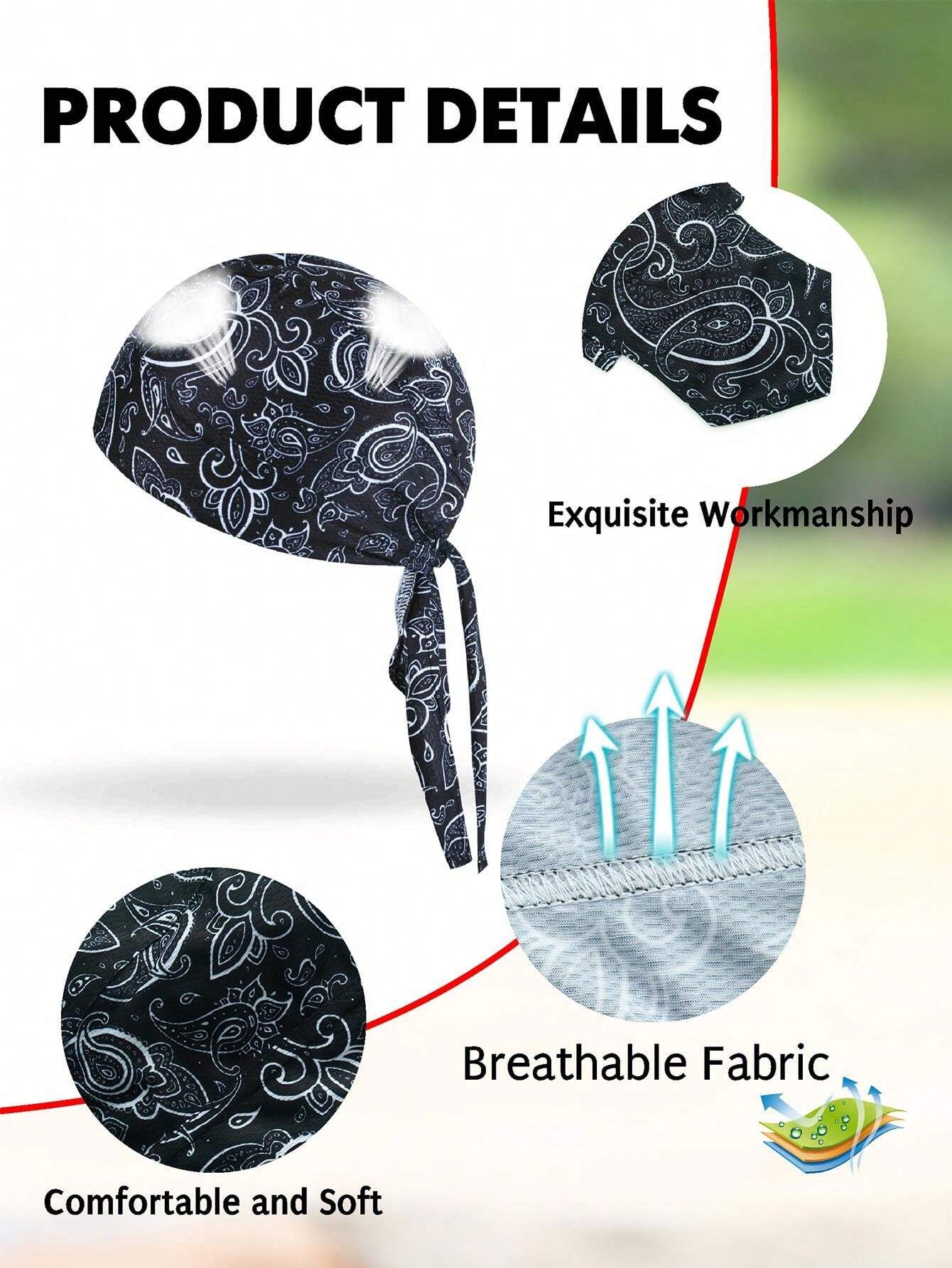 1 ชิ้น Doo Rag Paisley Bandana หมวก Cooling หมวกกันน็อคซับเหงื่อหมวกไหม ...