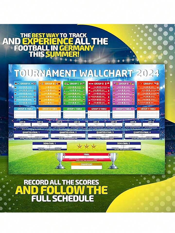 2024 European Cup Schedule Wall Chart - European Football Championship ...