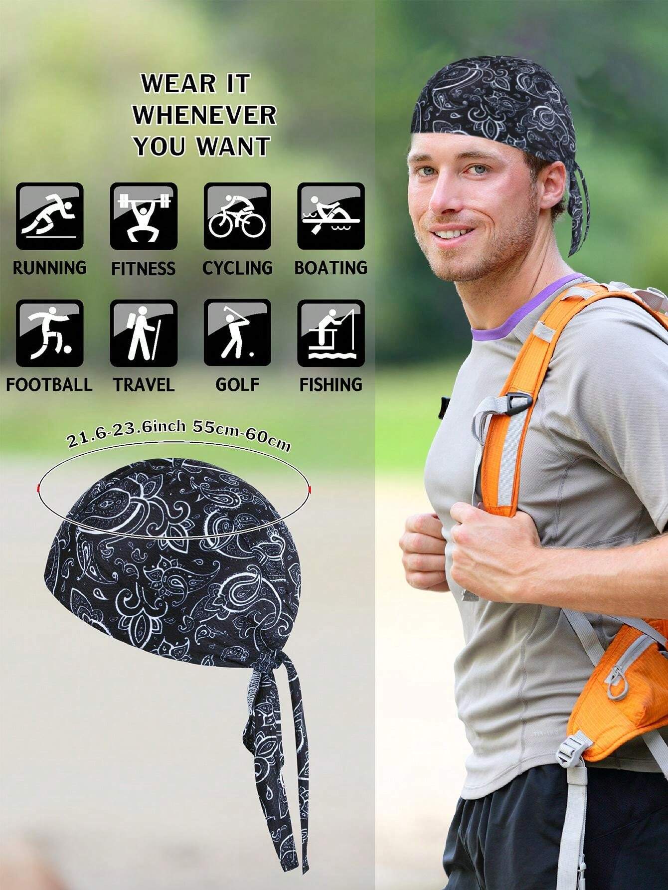 1 stycken Doo Rag Paisley Bandana Hatt Kylning Hjälm Foder ...