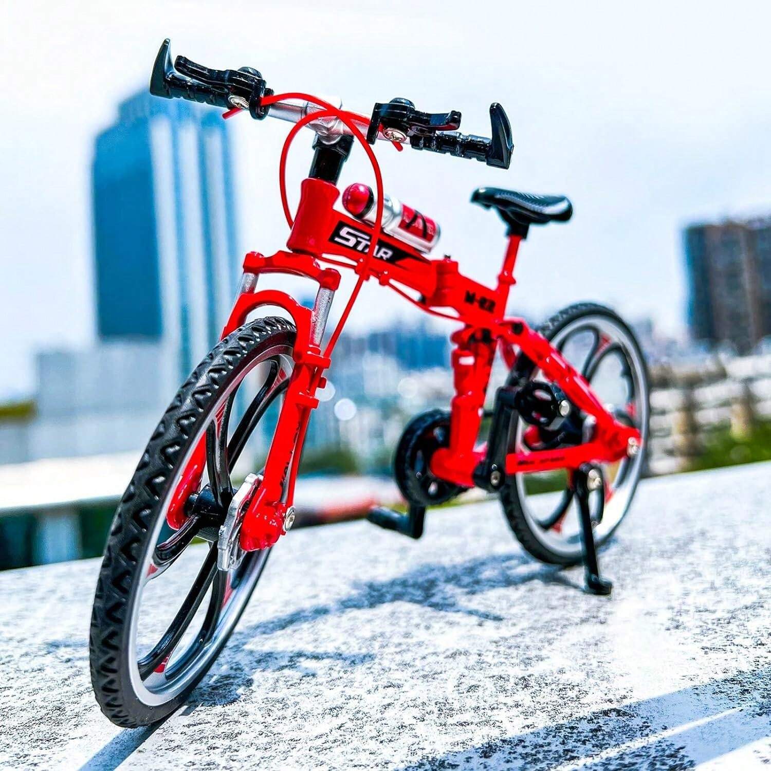 Alloy Folding Bicycle Model - Realistic Finger Bike Metal Sculpture Off ...