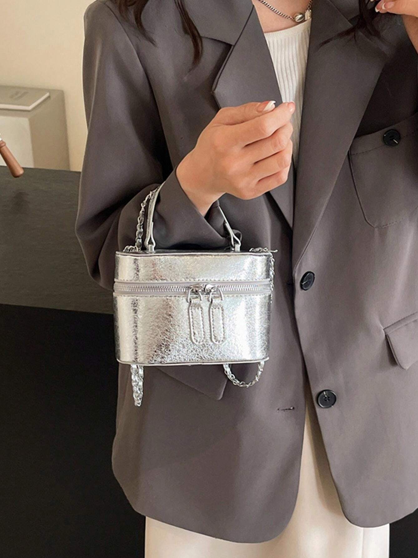 Women Box Shaped Handbags Fashion Chains Crossbody Bags High Quality PU ...
