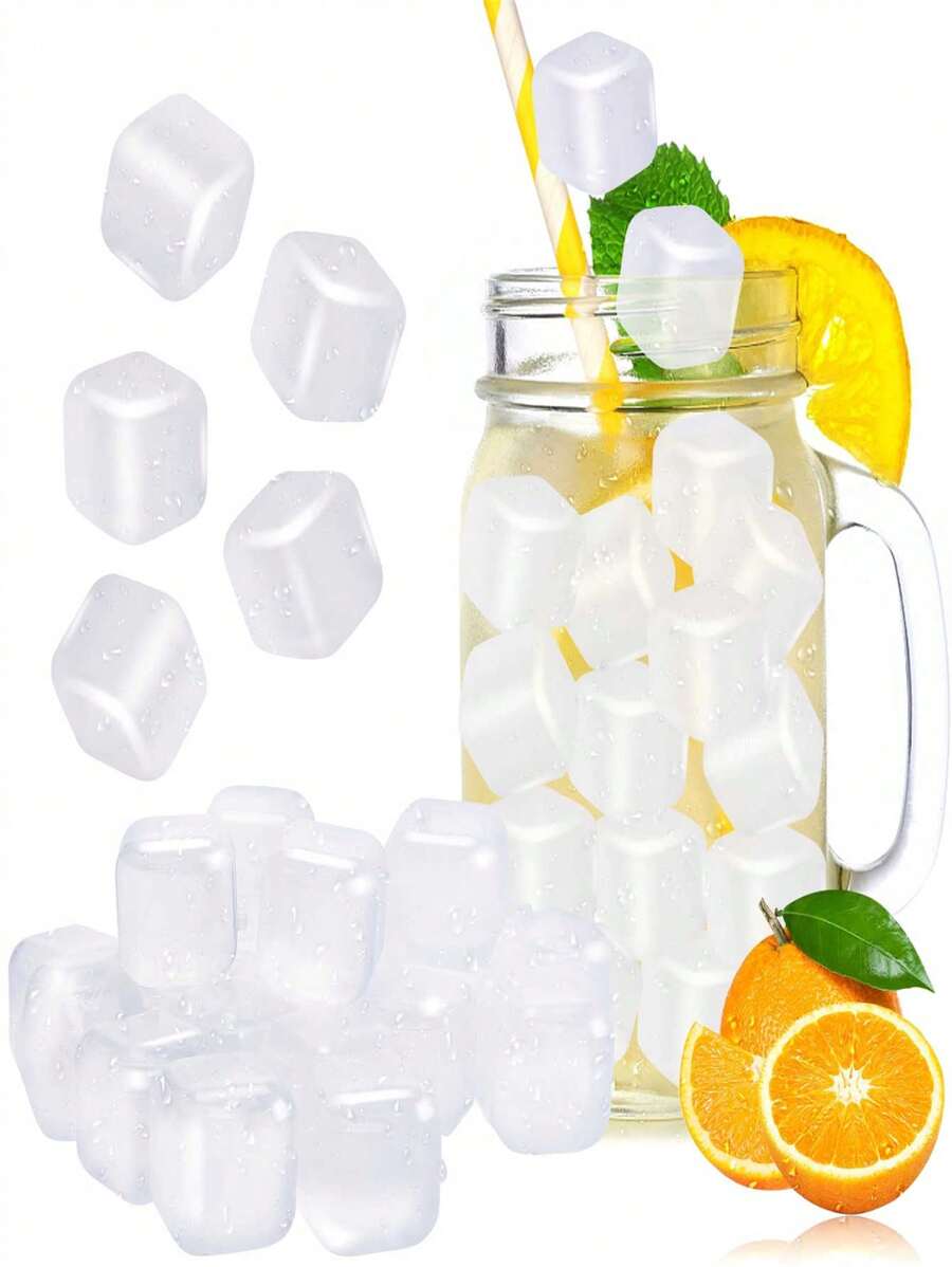 25 Packs Reusable Transparent Ice Cubes,Plastic Ice Cubes Reusable ...