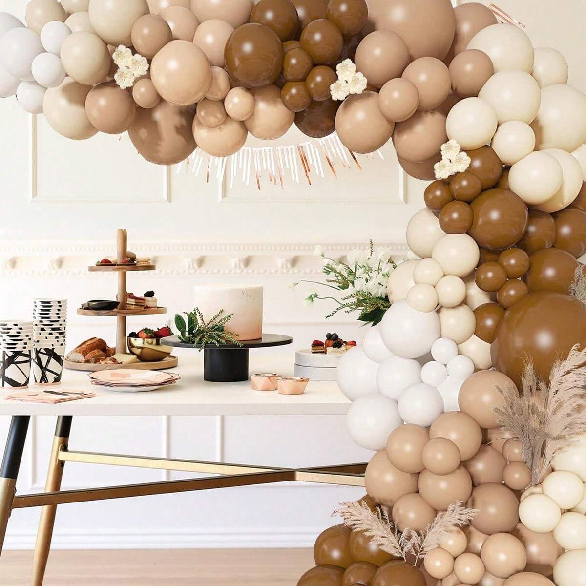 146 piezas de globos de látex en colores marrón, blanco, tono de piel y ...