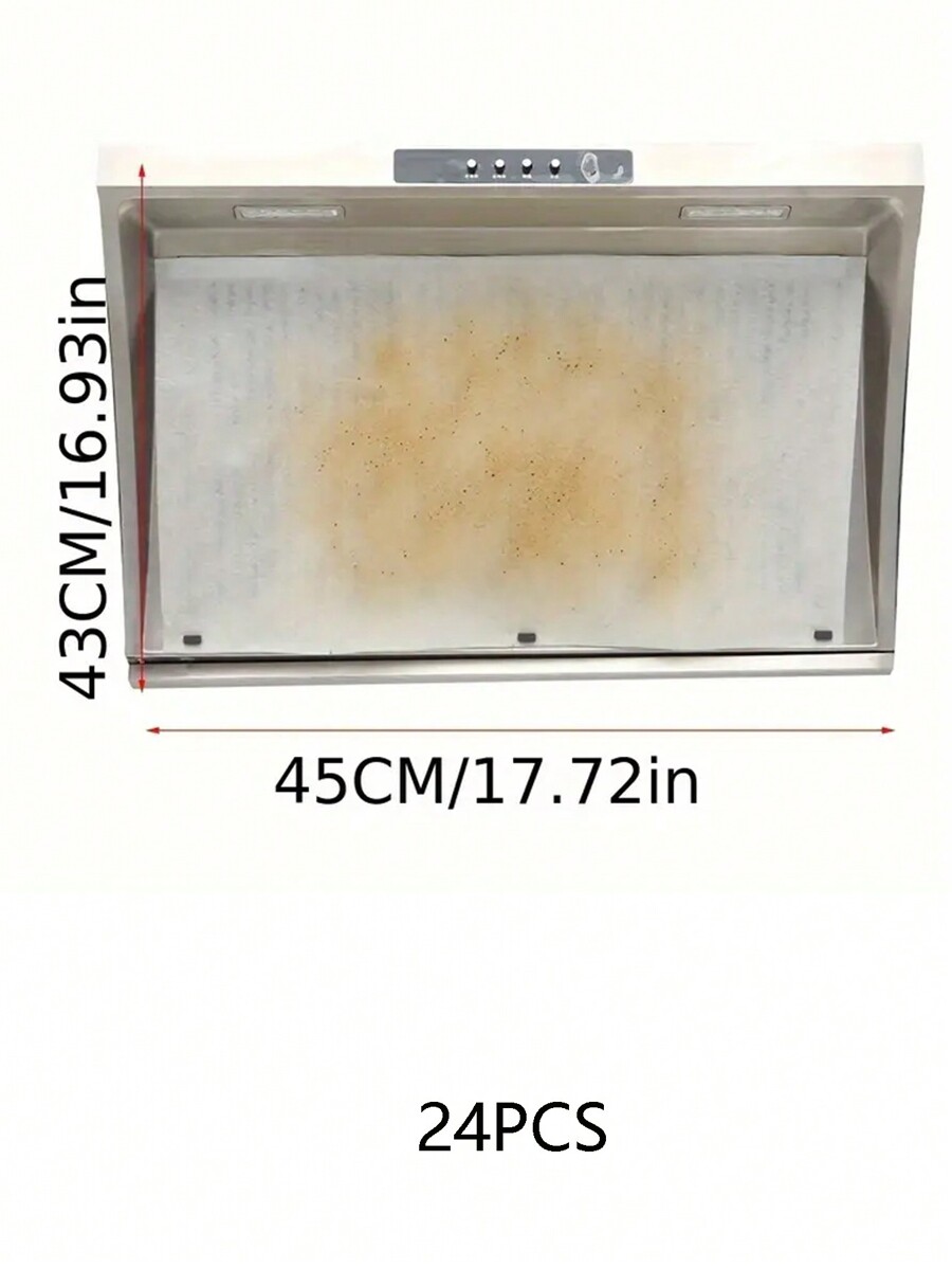 24pcs Kitchen Non-Woven Grease Filter Paper With Self-Adhesive Tape For ...