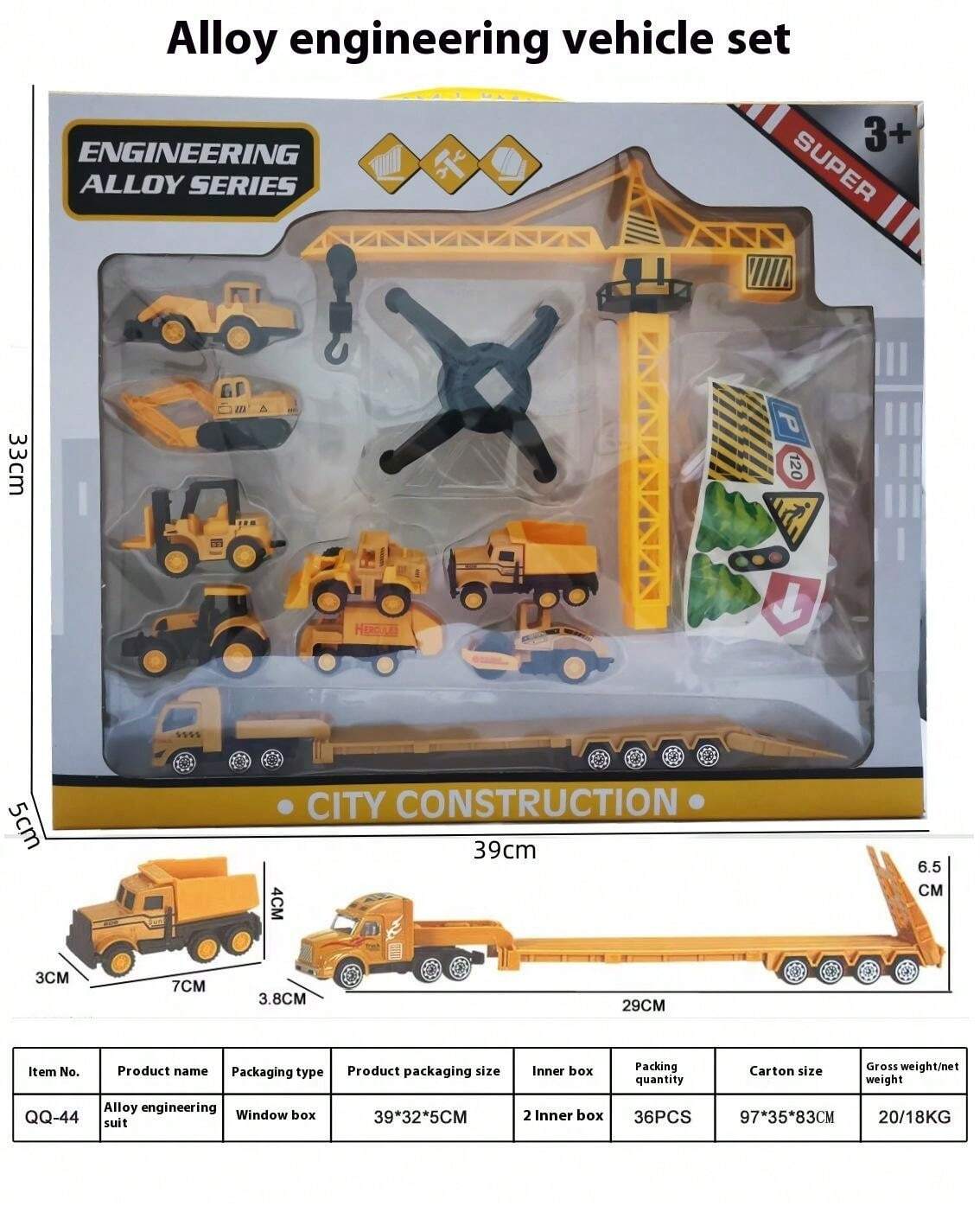 Alloy Toy Construction Vehicle Set For Kids, Miniature Simulation Excavator, Roller, Road Sign ...