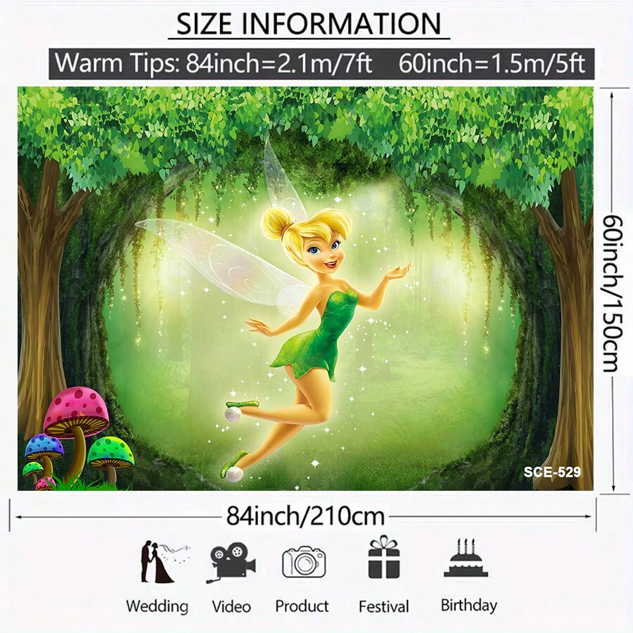 Wonderland Sunflower Backdrop Birthday Background Fairy Tale Tinkerbell ...