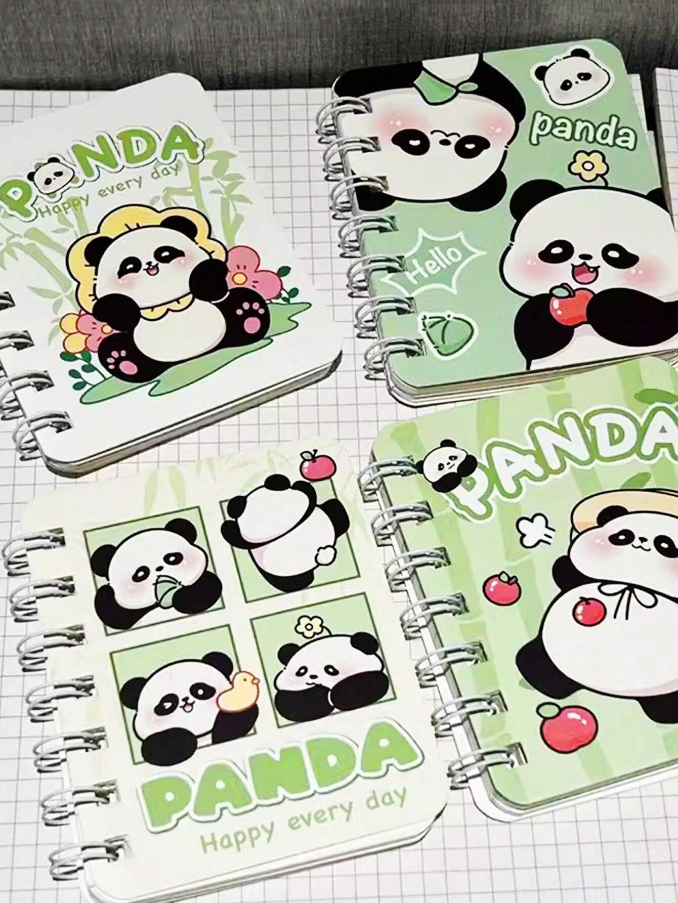 1 set de Cuatros cuadernos A5 con espiral de Capibara y Panda, libreta forrada con dibujos ...