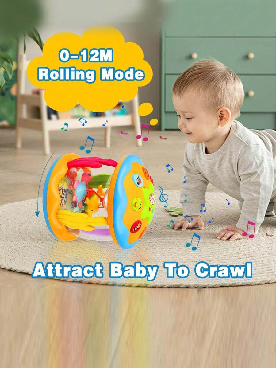 1pc Children's Hand Clap Drum Light & Music Toy, Baby Ocean Rotating ...