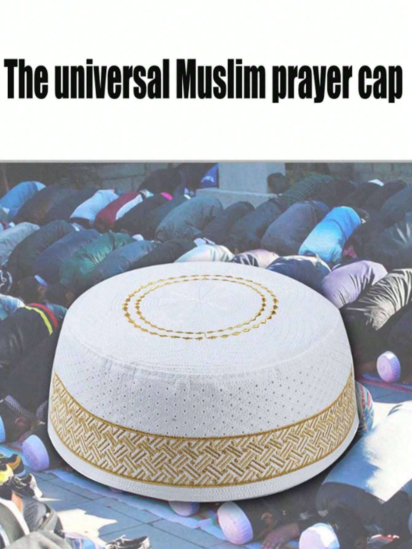 2pcs Embroidered Muslim Prayer Cap Hat For Teenagers And Adults, Islamic Men Cap, Saudi Arabia ...
