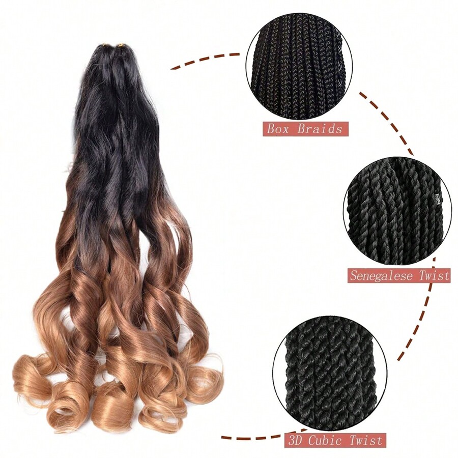 French Curly Crochet Braiding Hair Synthetic Loose Wave Ombre Braids