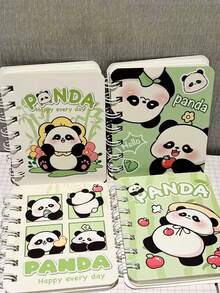 1 set de Cuatros cuadernos A5 con espiral de Capibara y Panda, libreta forrada con dibujos ...