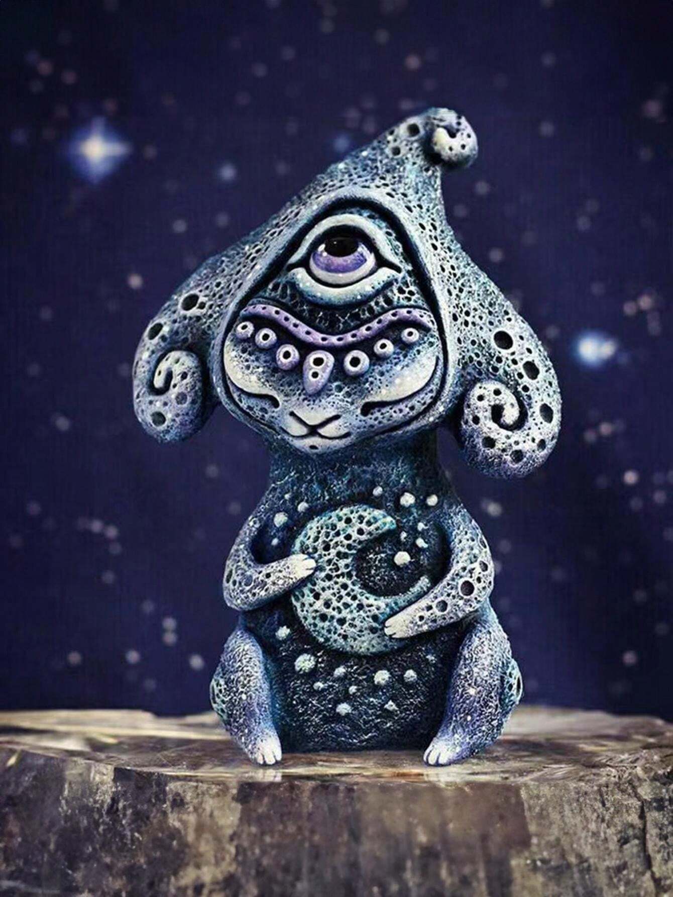 1pc Fantasyland Creatures Three Eyes Alien Sculpture Crafts Ornaments ...