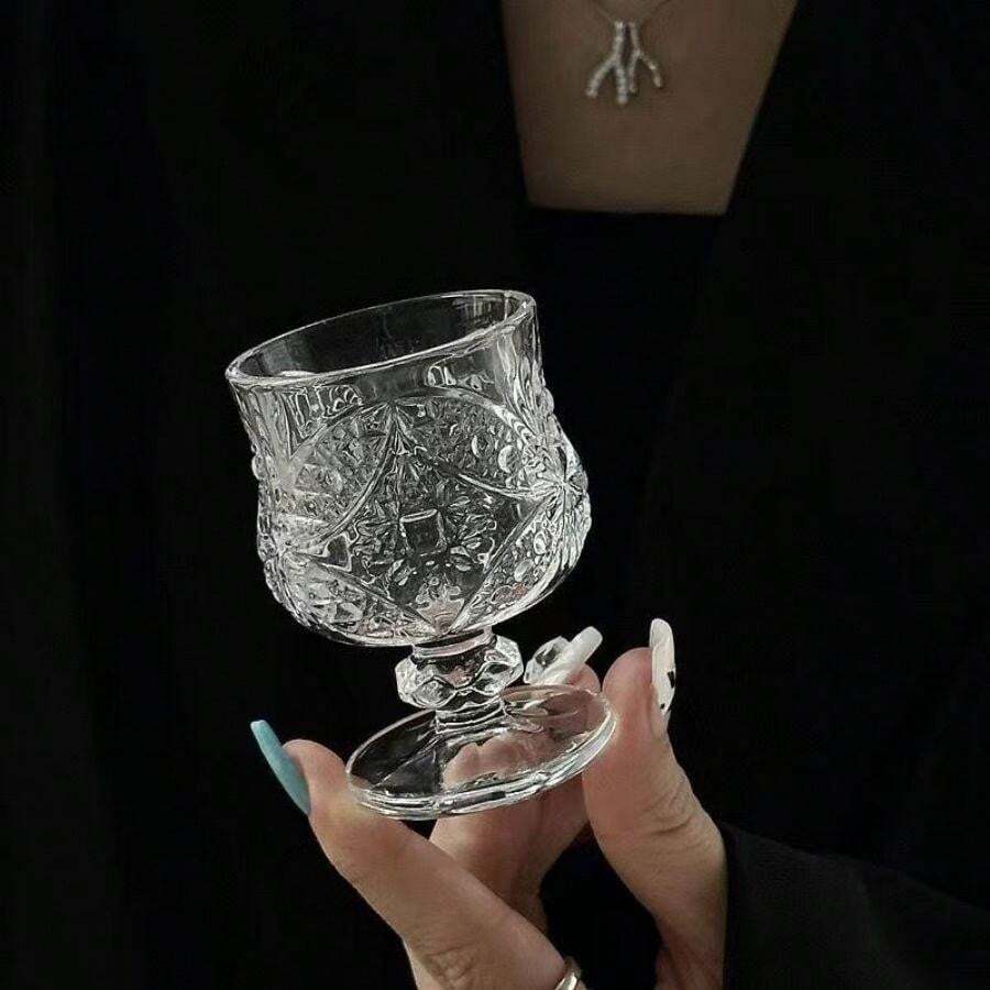 Vintage Glass Engraved Mini Wine Glass Cup, Ideal For Desserts And ...