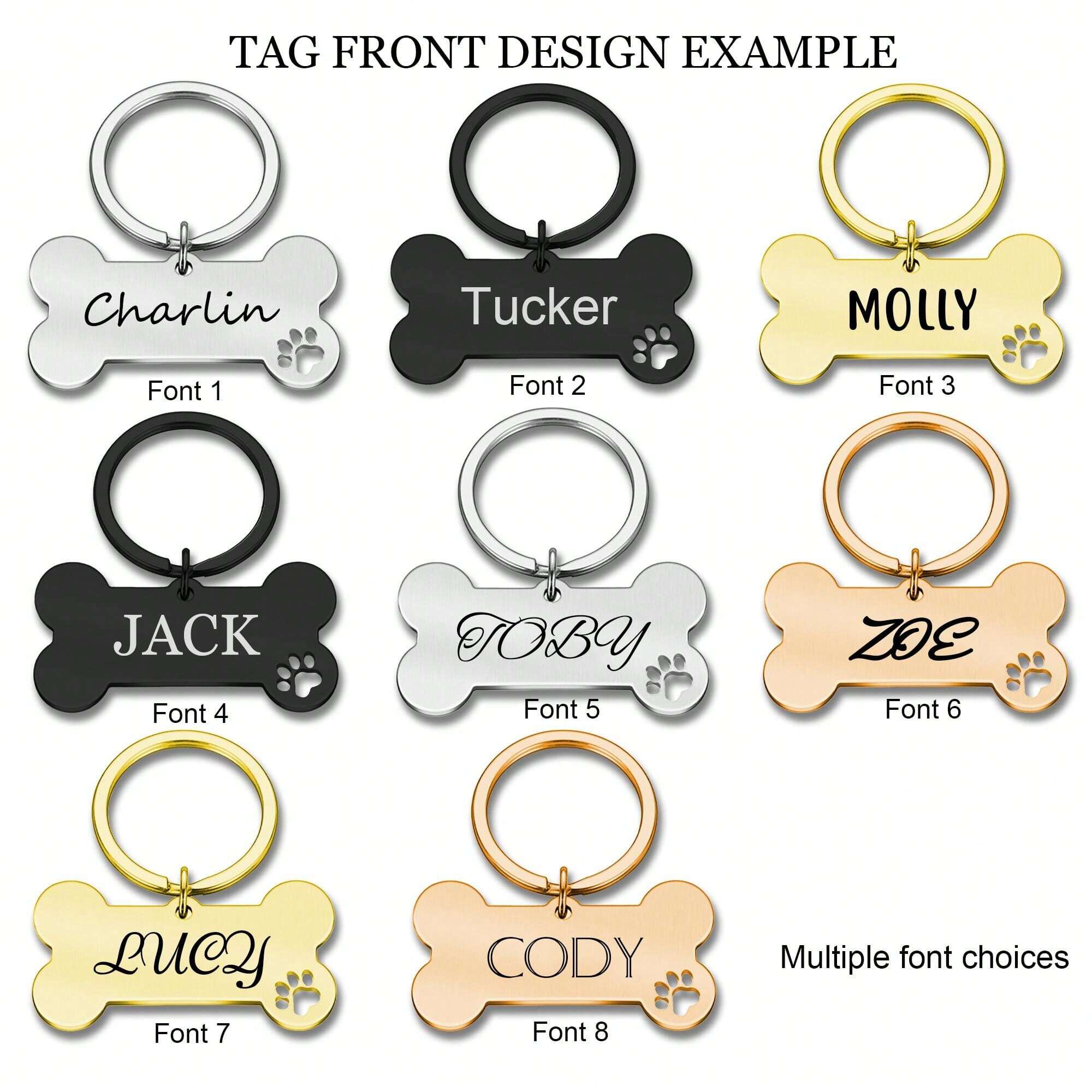 Bone Personalized Dog Tags - Double Sided Engraved Pet Name Tags For ...