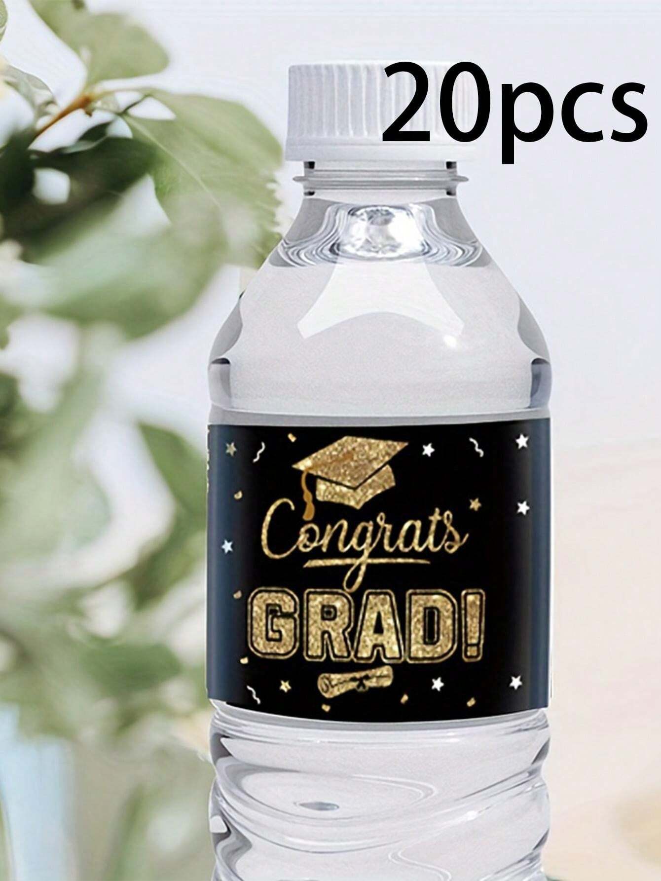20 piezas Pegatinas para botellas de agua de fiesta de graduación 2024 ...