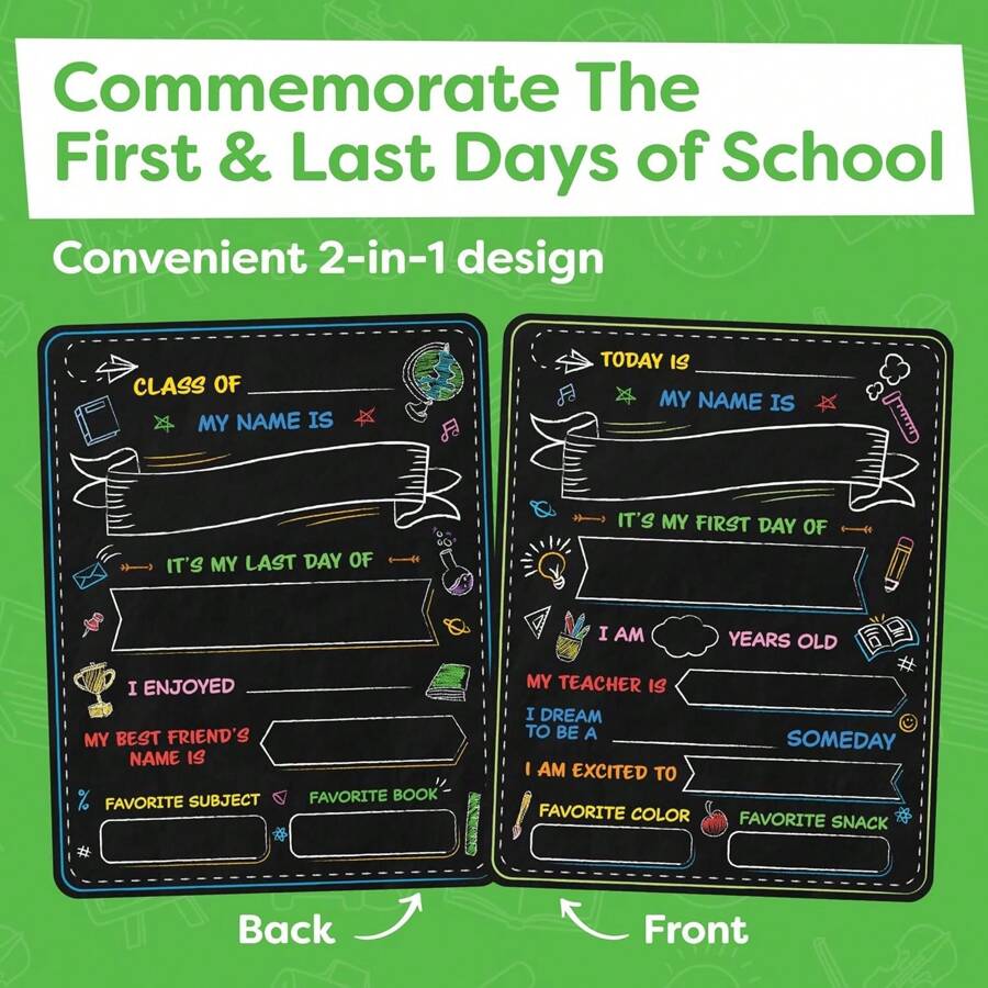 1pc 14 X 11 Inch Double-Sided First And Last Day Of School Board, Last ...