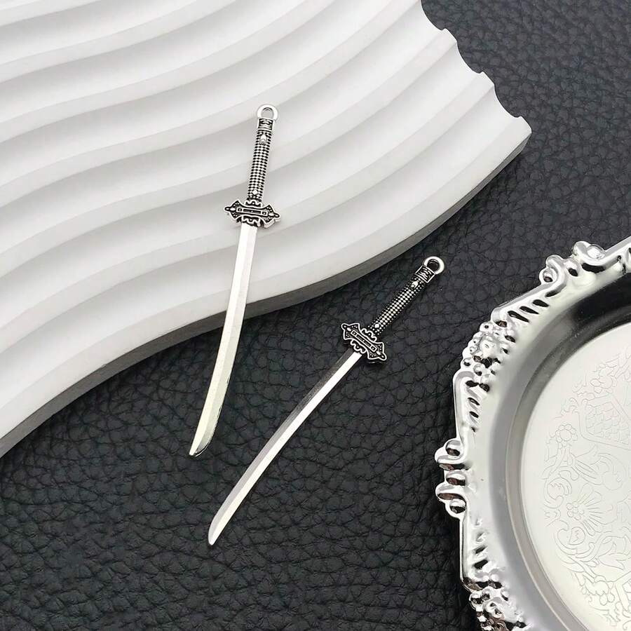 10/16pcs Sword Katana Charms Collection, Antique Silver Tone, Mix ...
