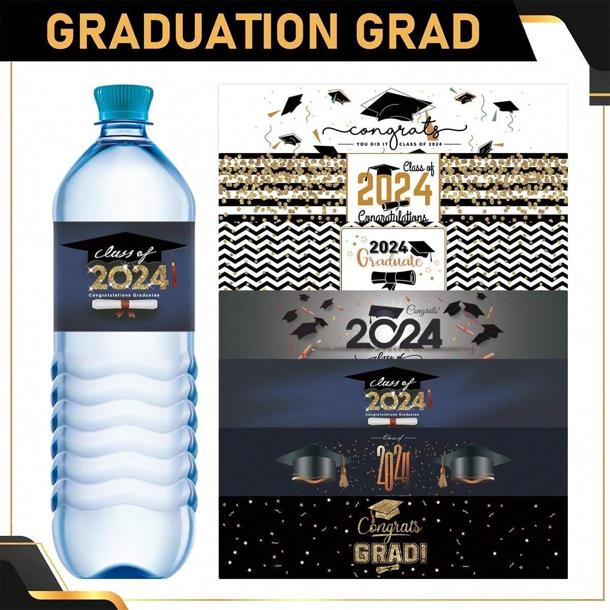 20pcs Graduation Water Bottle Labels, Class Of 2024 Water Bottle Label ...