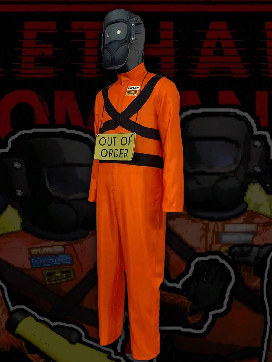 1 Set Adult Men Orange Lethal Company Game Cosplay Costume, Same Style ...