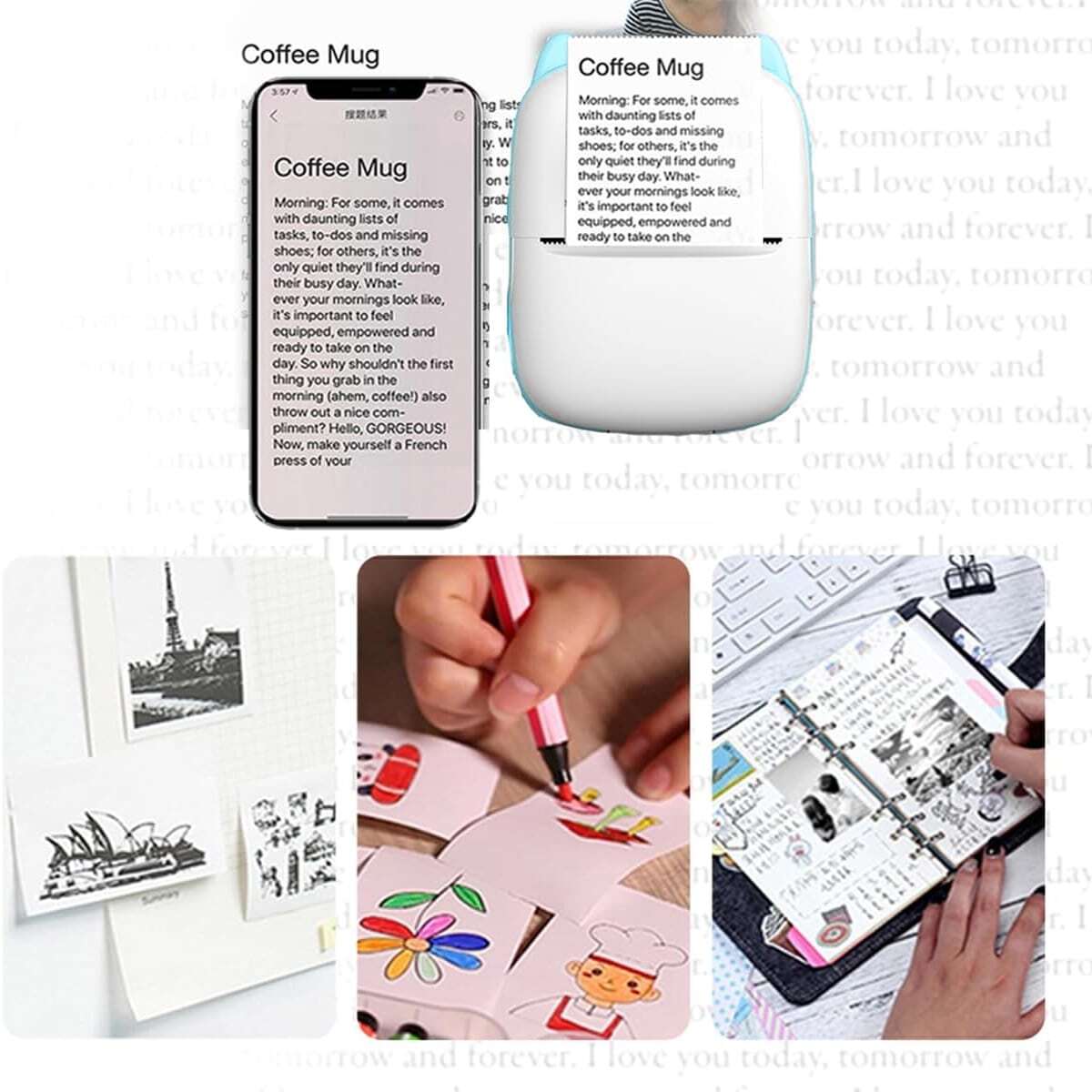 Tragbarer Mini Drucker Für Smartphones Drahtloser Thermodrucker