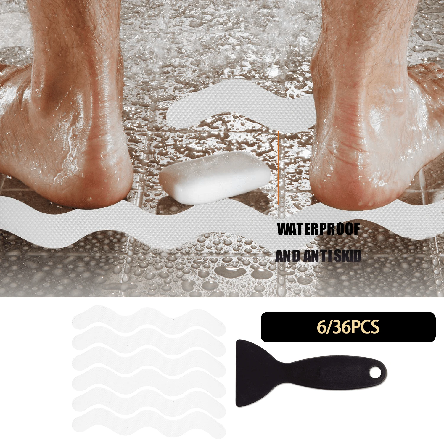 Anti Slip Shower Sticker, Safety Bathtub Strip With Advanced Scraper ...