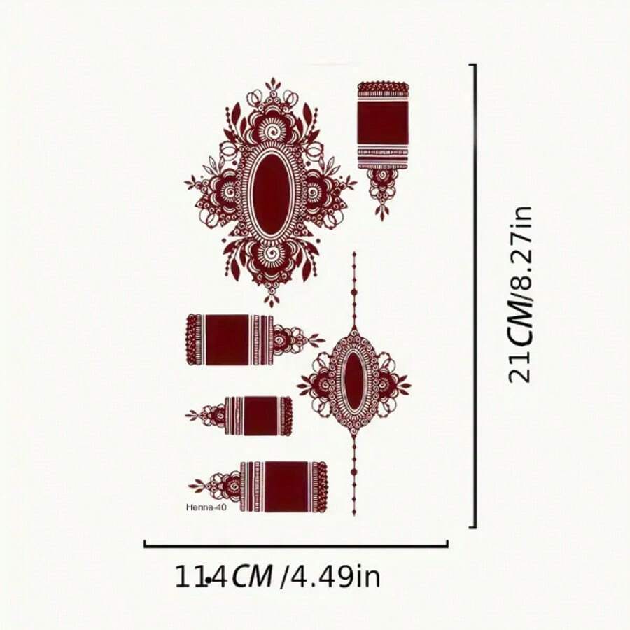 2pcs Waterproof Mehndi Design Temporary Tattoo Stickers For Women Body ...