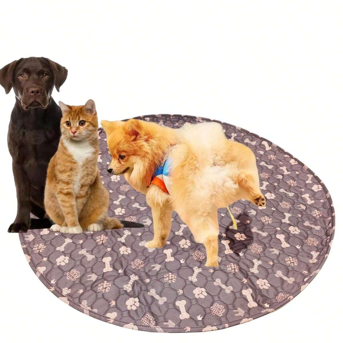 1 Pc Round Four-Layer Dog Pee Mat, Washable Pet Cat Training Pads ...