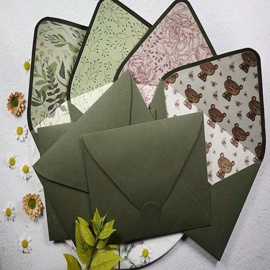 Vintage Avocado Green Oil Painting Envelope & Letter Paper Set ...