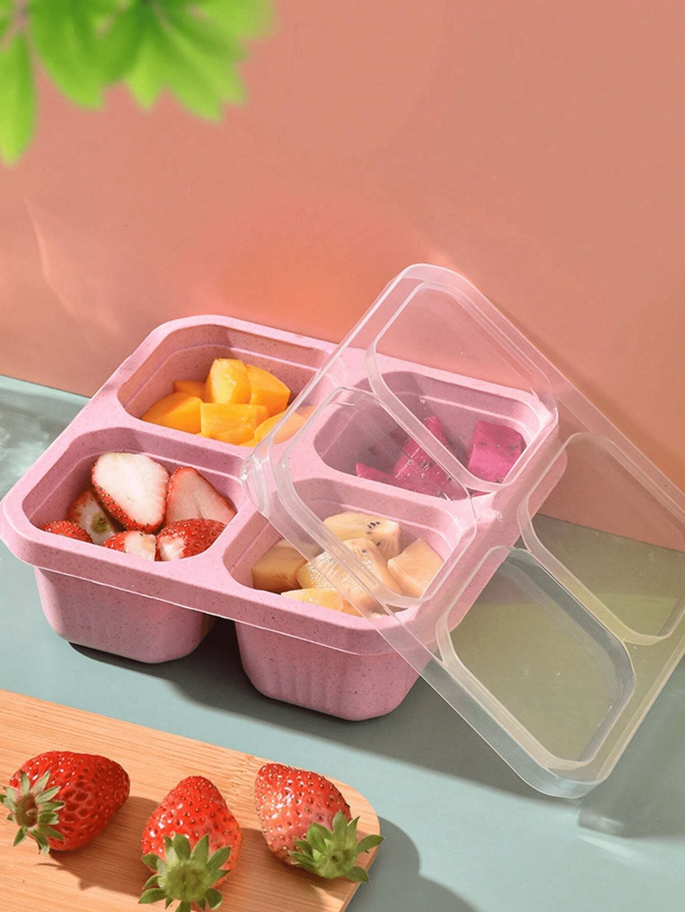 1PC Four-Compartment Snack Box, Reusable Lunch Box, Suitable For ...