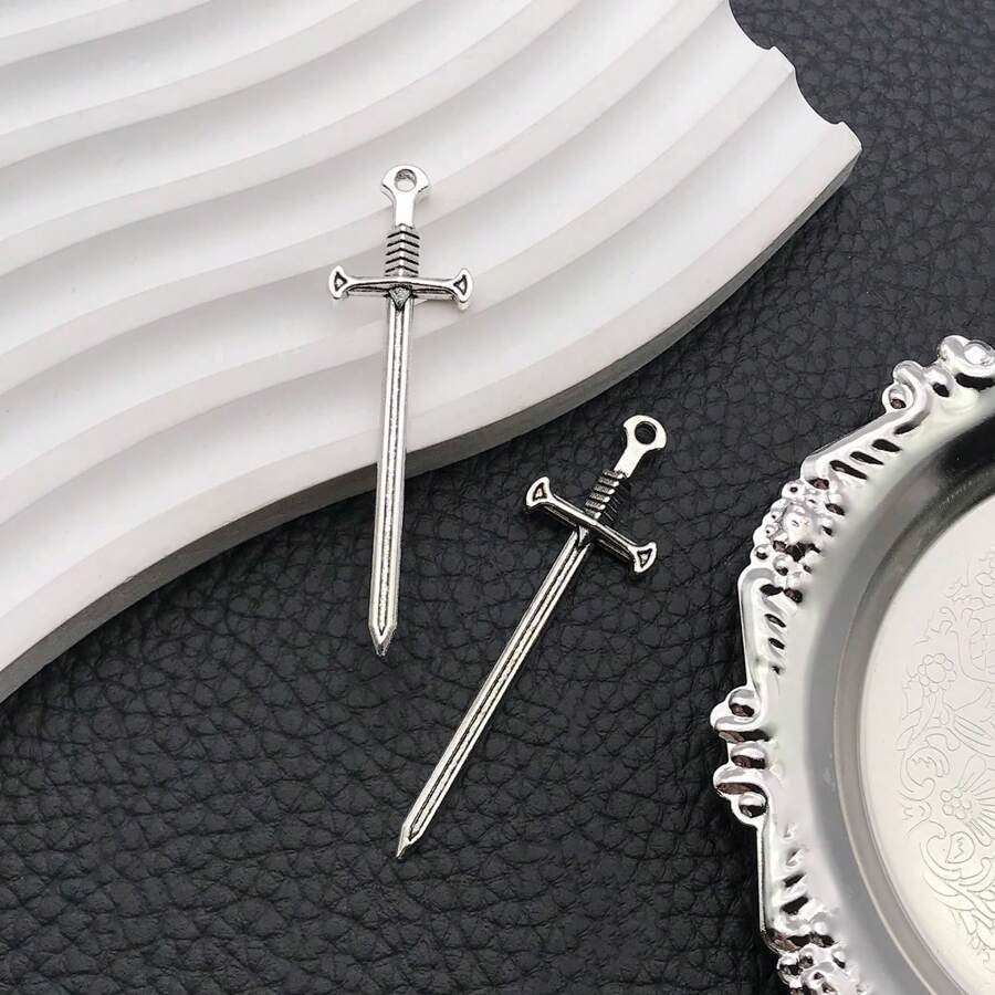 10/16pcs Sword Katana Charms Collection, Antique Silver Tone, Mix ...
