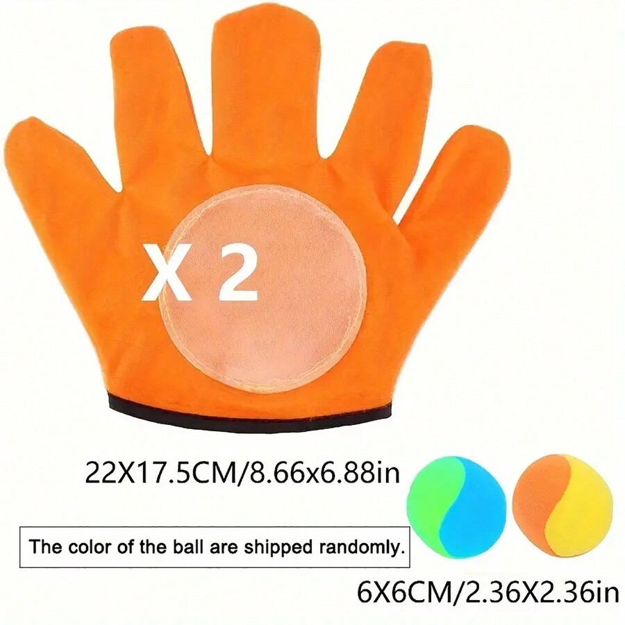 1set Children's Sticky Ball Throwing Toy Set With 2 Gloves And 2 Balls ...