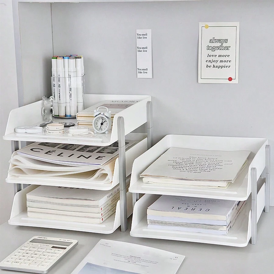 1 ชิ้น Office Desktop Organizer ถาดสำหรับไฟล์, กระดาษ Letter, ปากกา ...