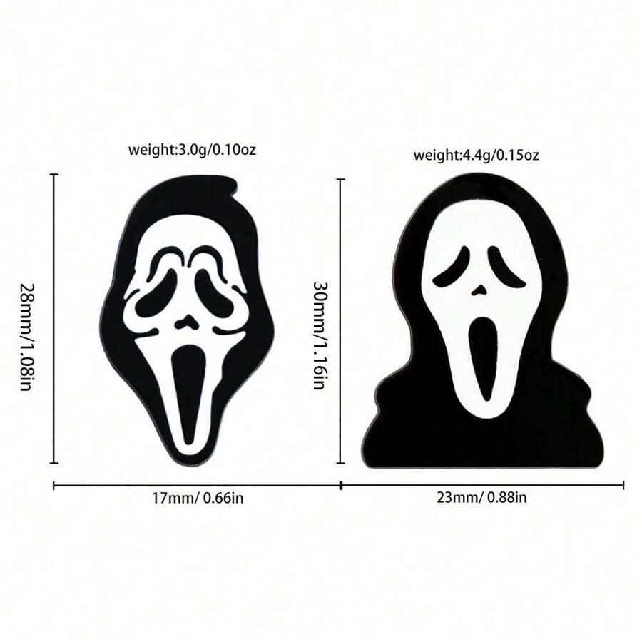 2pcs/Set Black And White Horror Ghost Face Brooches, Personality ...